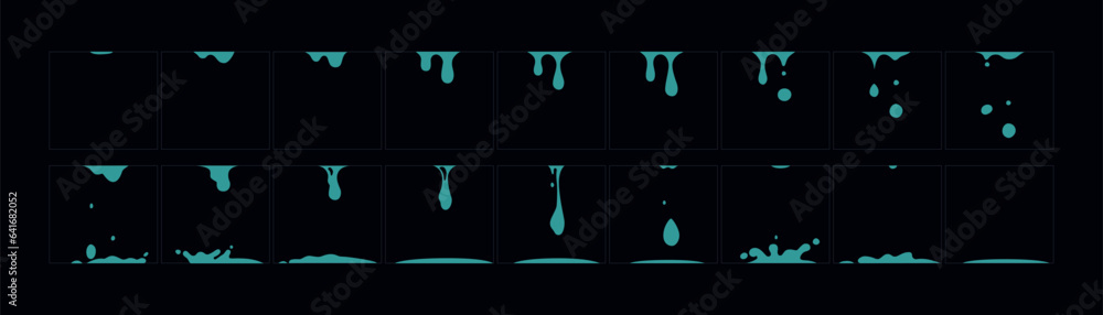 Water drooping animation. 2d cartoon water frame. drooping classic ...