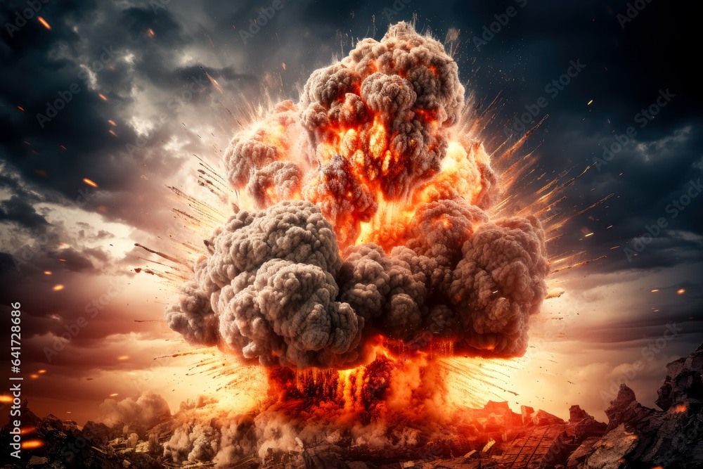Huge fire explosive background, nuclear art, war scenes, photo ...