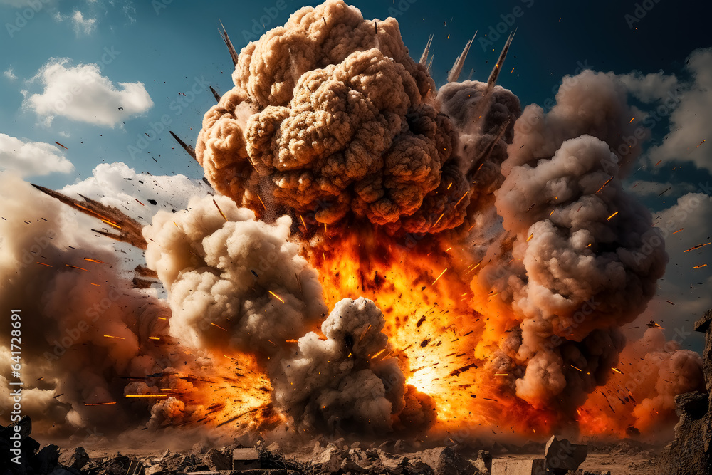 Huge fire explosive background, nuclear art, war scenes, photo ...