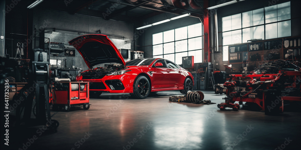 car in auto repair shop. Stock Photo | Adobe Stock