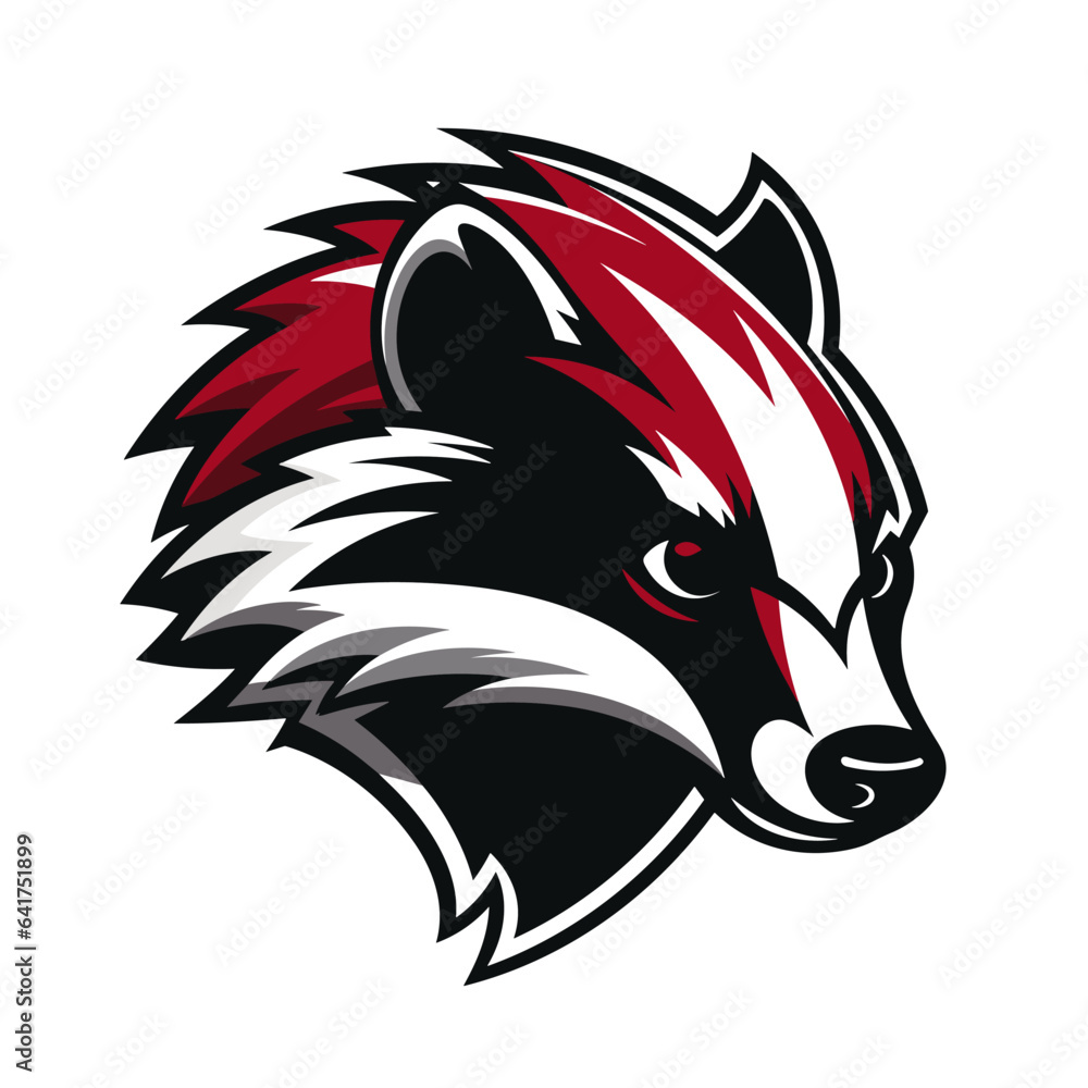 Esport vector logo badger on white background side view, badger icon ...