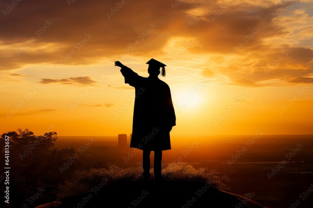 Silhouette Young man Graduation in 2023 years, education congratulation ...