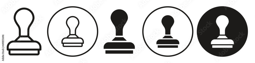 Stamp Icon. Rubber or wooden office stamper to approve document paper ...