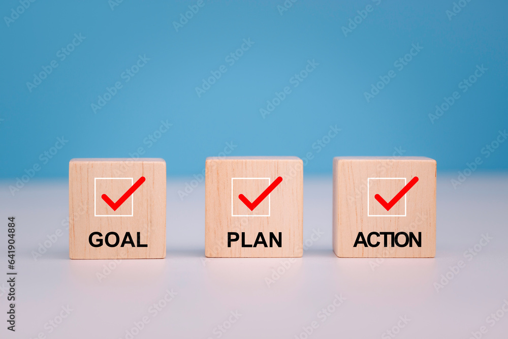 Goal plan action. Business action plan strategy concept, outline all ...