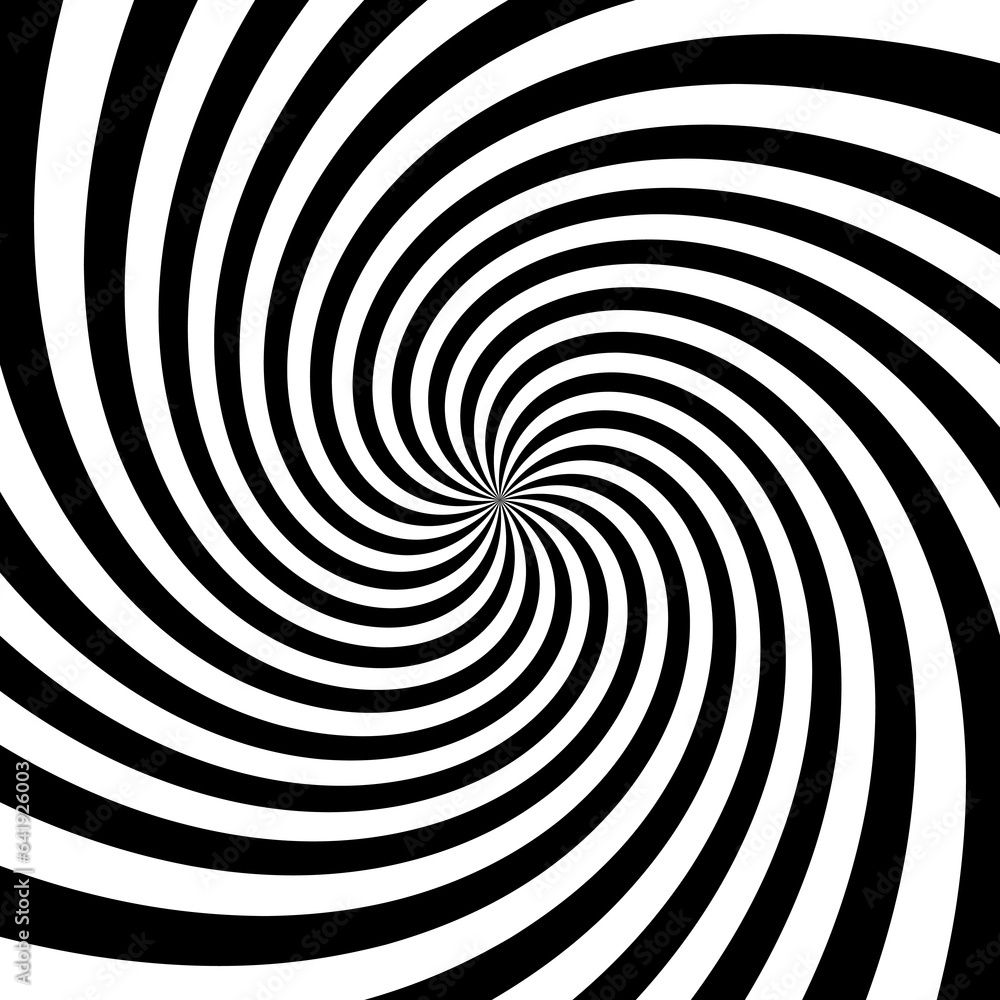 Hypnotic spinning vortex background. Radial optical illusion. Black and ...