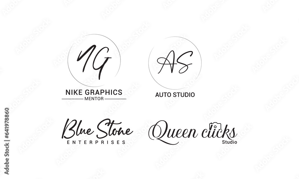 Signature Logo Design, Studio logo, Circle logo, Typography, Cursive ...