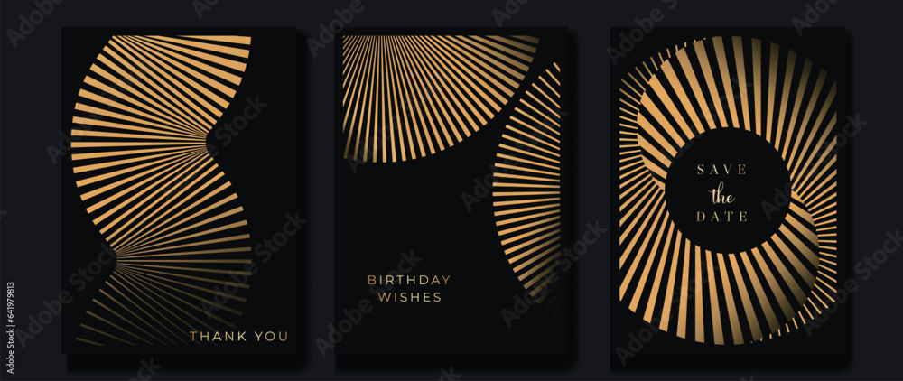 Luxury invitation card background vector. Golden curve elegant, gold ...