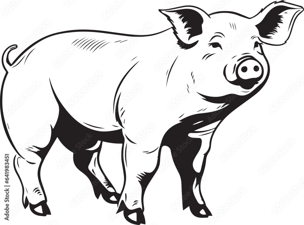 Pig in full length, pig icon, Farm animal, Vector Illustration, SVG ...