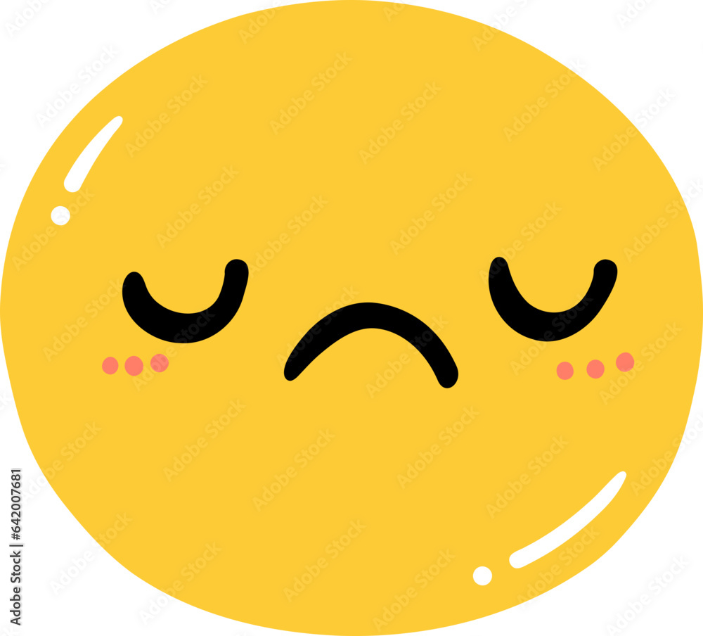 Cute sad emoji, smiley emoticon doodle outline Stock Vector | Adobe Stock