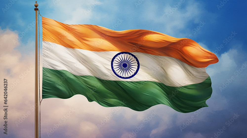 The Indian Flag Fluttering Proudly in the Wind, A Stirring Symbol of ...