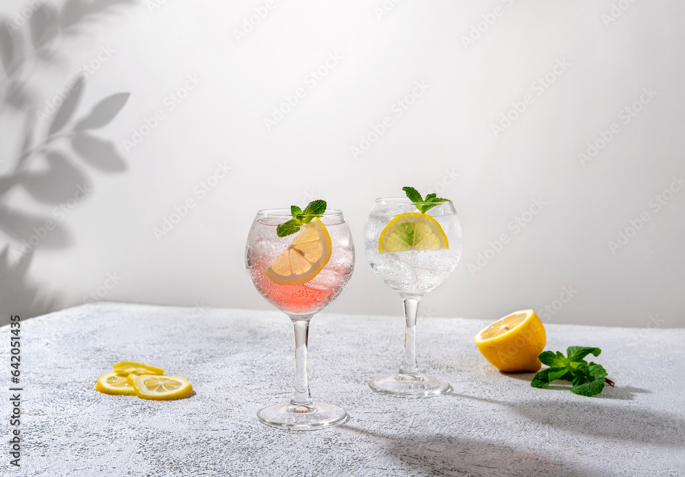 Gin tonic classic alcoholic cocktail drink with dry gin. Alcohol drink ...