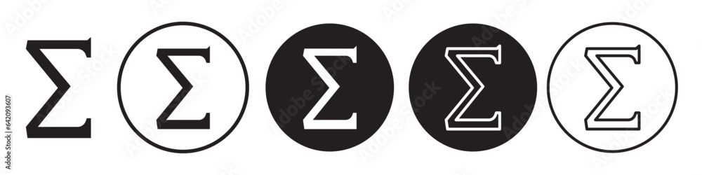 Vetor Sigma Symbol. Greek shape of mathematical letter icon. Vector set ...