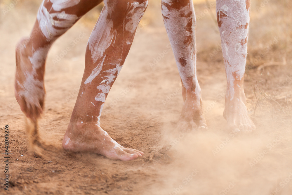 Feet of First nations people dancing in oka paint to tell the story ...
