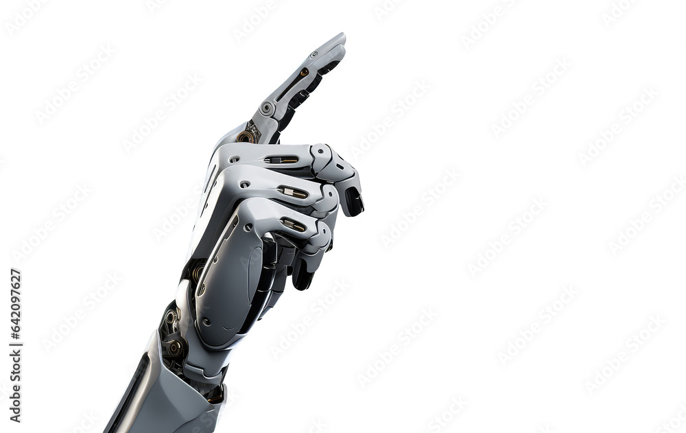 White robot hand isolated on white background. Robotic cyborg arm ...