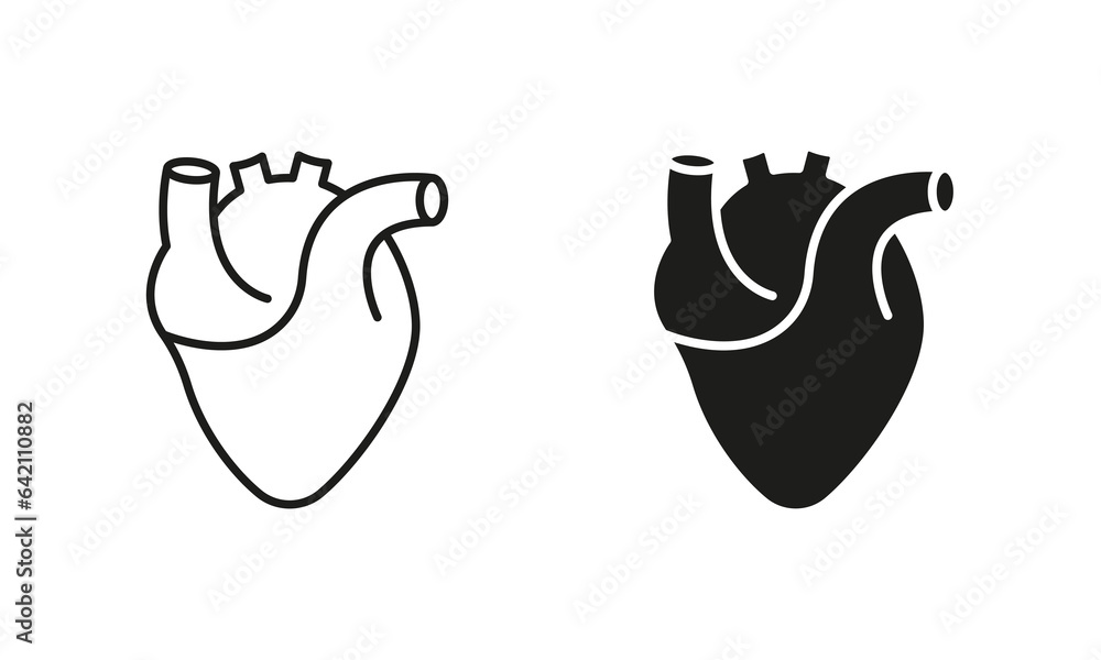 Medical Cardiology Pictogram. Healthy Cardiovascular Organ Symbol ...