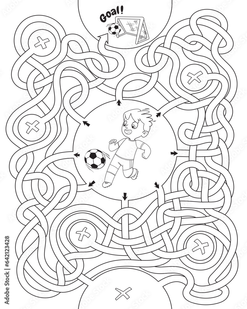 Стоковое векторное изображение «Boy is playing soccer on soccer field ...