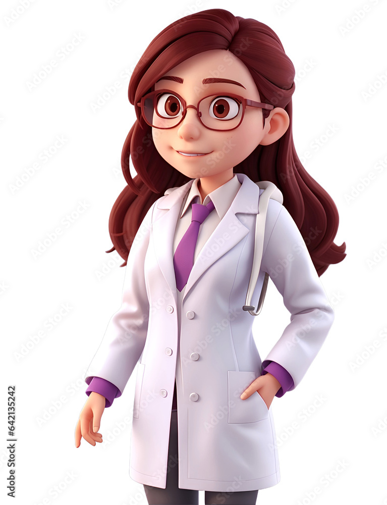 3D render. Cartoon character doctor transparent background cutout. PNG ...