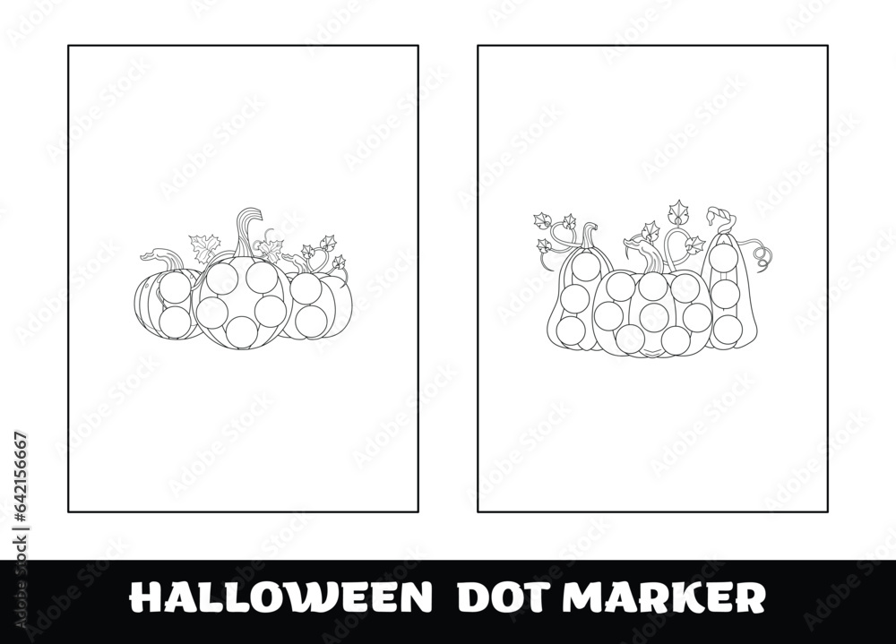 Halloween dot marker coloring page for kids. Halloween education dot ...