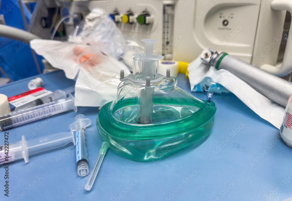 hospital tools: Airway masks ensure breath; intubation kit ...