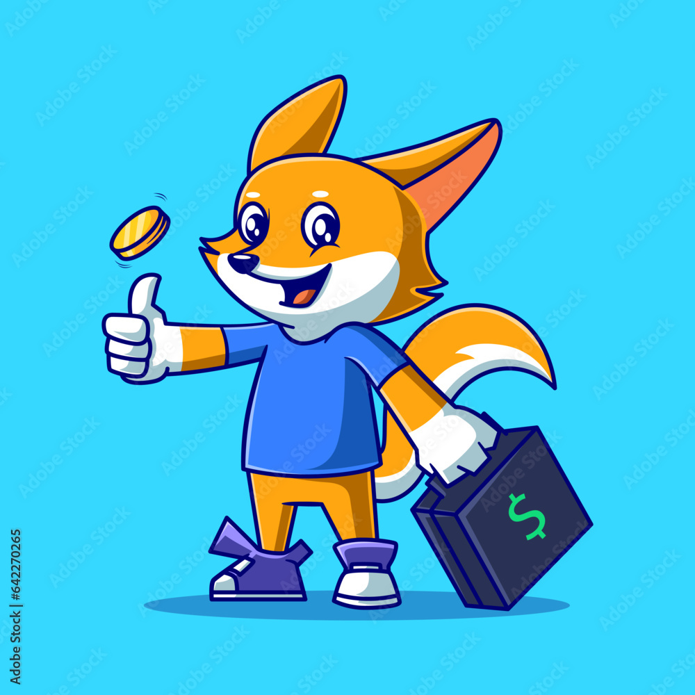 Vektor Cute rich wolf Cartoon Vector Icon Illustration. Animal Nature ...