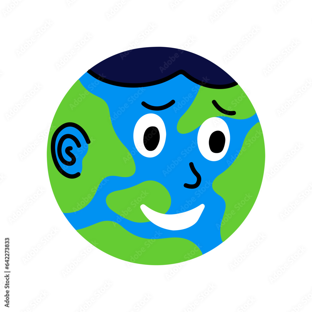 Earth emoji laugh - happy emoticon - isolated vector illustration Stock ...