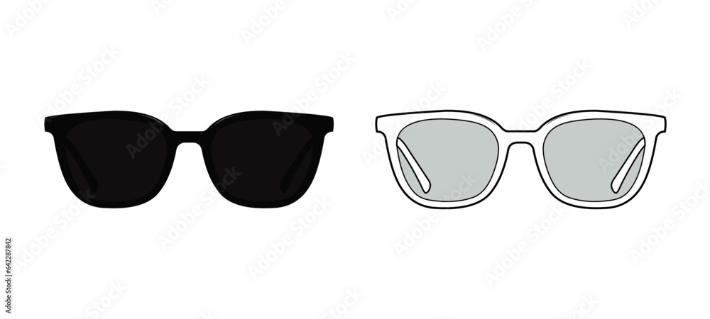 retro square sunglasses vector template. Sunglasses Drawing, glasses ...