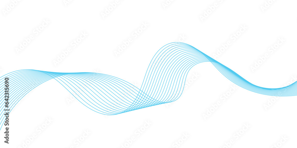 Abstract vector background with blue wavy lines. Blue wave background ...