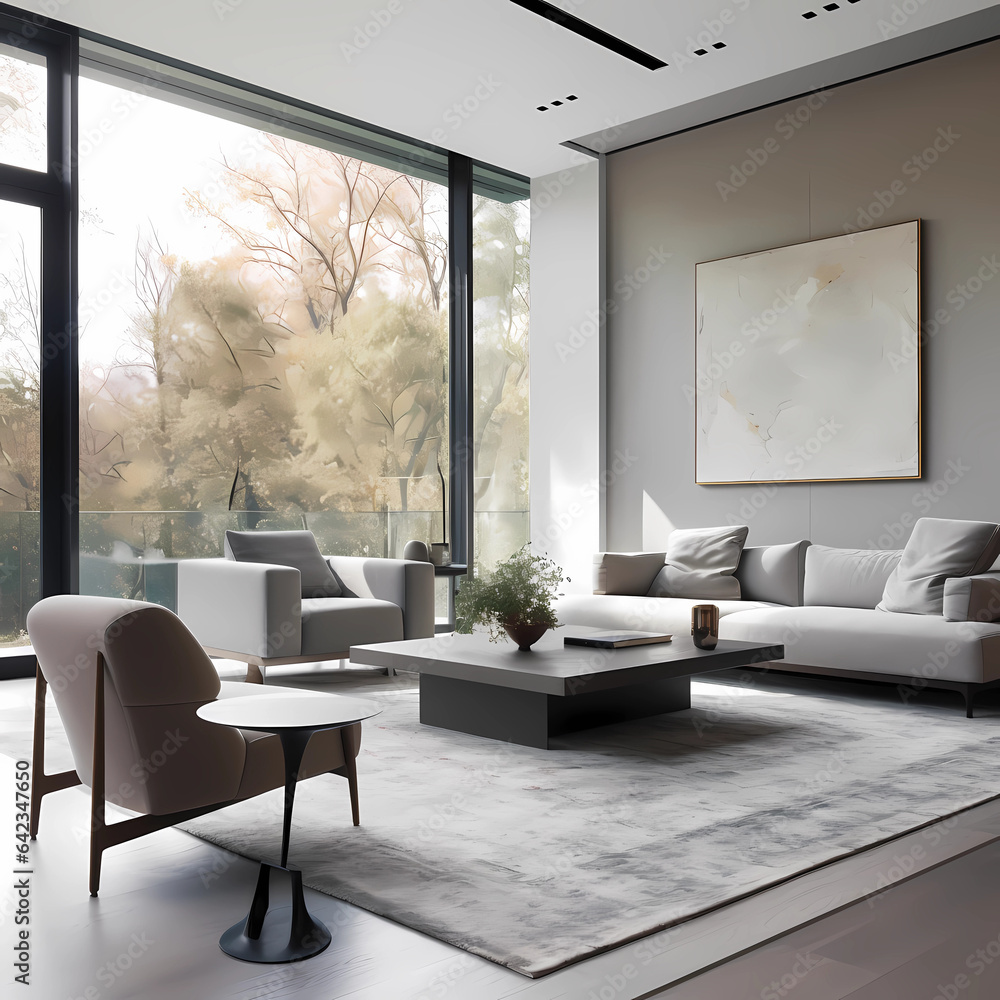 Foto de Stock Modern minimalistic interior design offers a refined ...