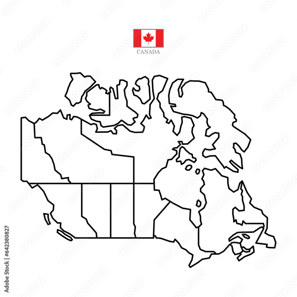 Canada political map with provinces and borders. Outline Canada map ...