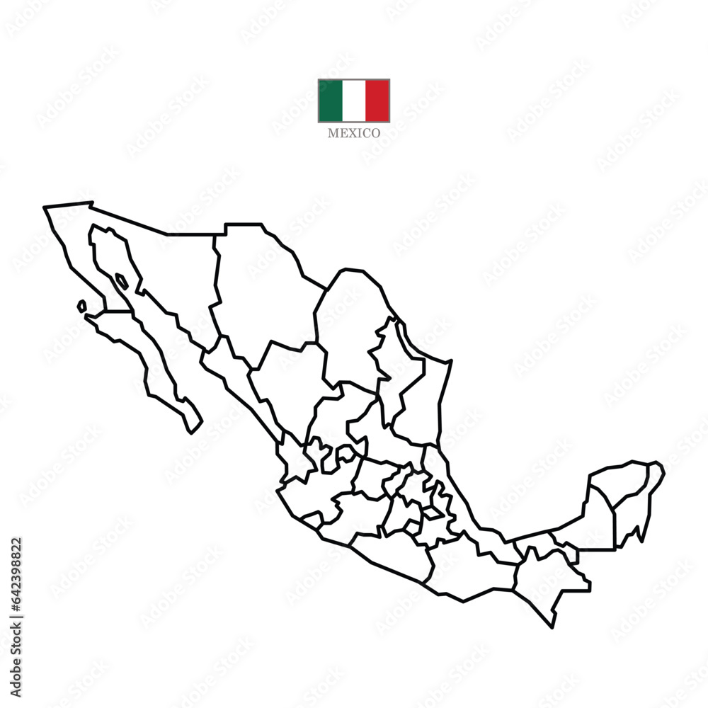 Mexico political map with states and borders. Outline Mexico map with ...