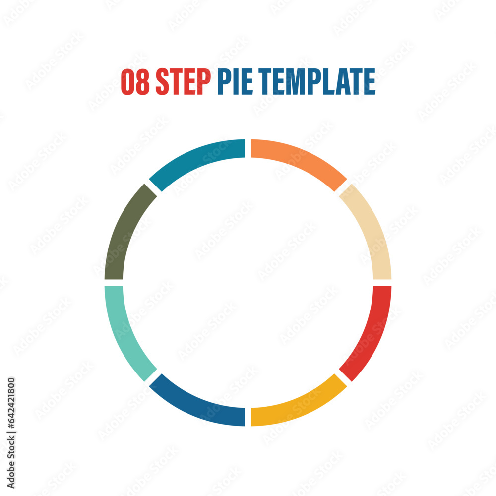 circle Pie charts for infographics. Elements with 2, 3. 4, 5, 6, 7, 8 ...