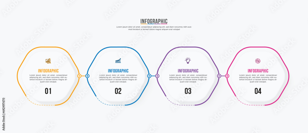 Infographic label design with creative round template design and 4-5-6 ...