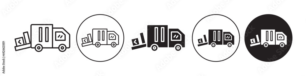 Unloading truck icon. Loading transport delivery cargo shipment symbol ...