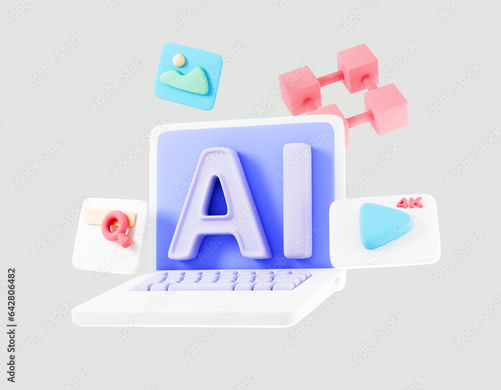 3d Artificial intelligence training concept. using AI for generated ...