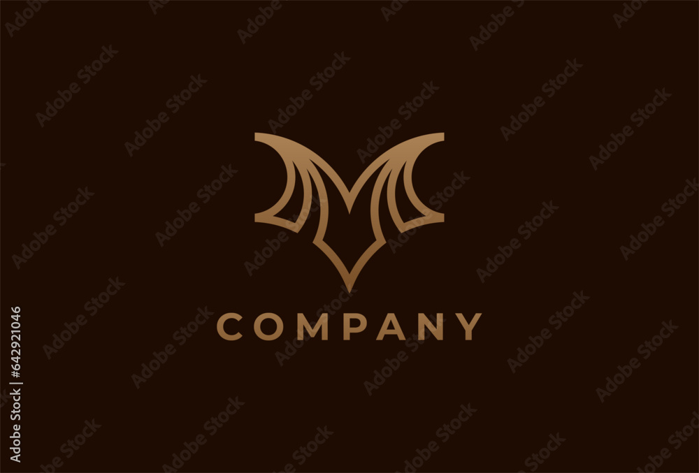 Initial M logo. Elegant Letter M in gold color. usable for brand and ...