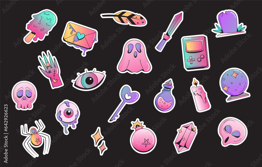 Goth Aesthetic Sticker Element Stock Vector | Adobe Stock