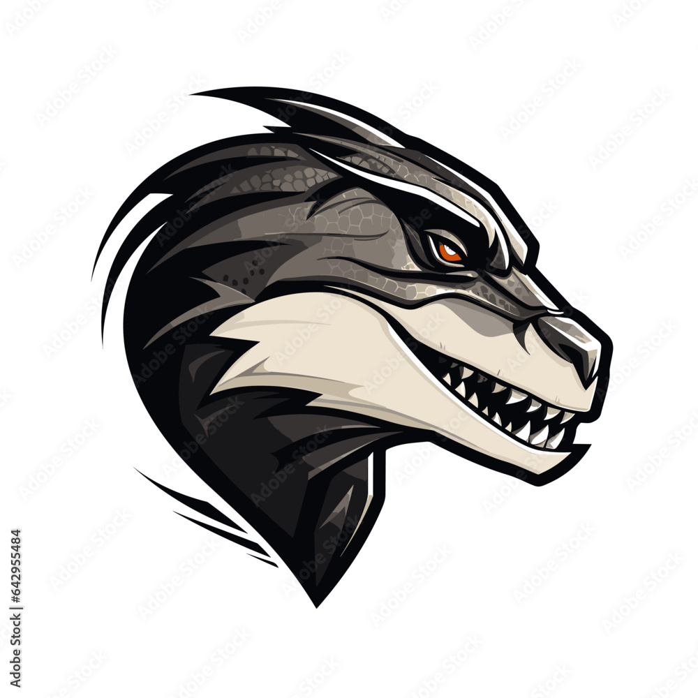 Esport vector logo komodo dragon on white background side view, komodo ...