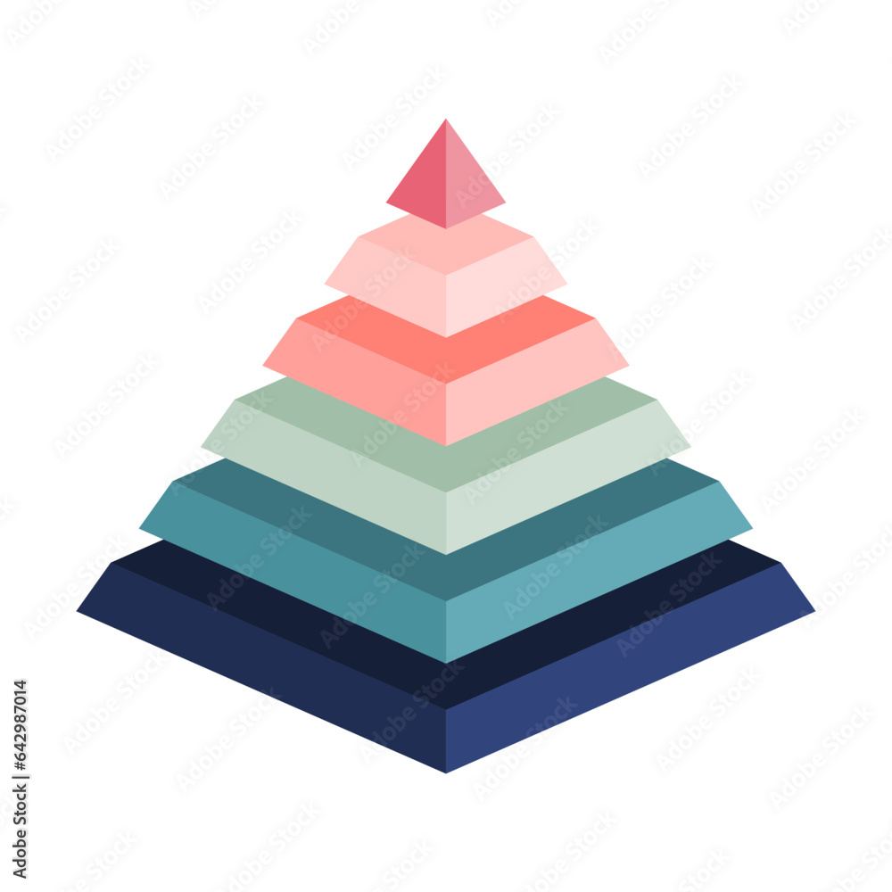 Colorful pyramid with 6 parts. Retro pastel colors pieces. Blank ...