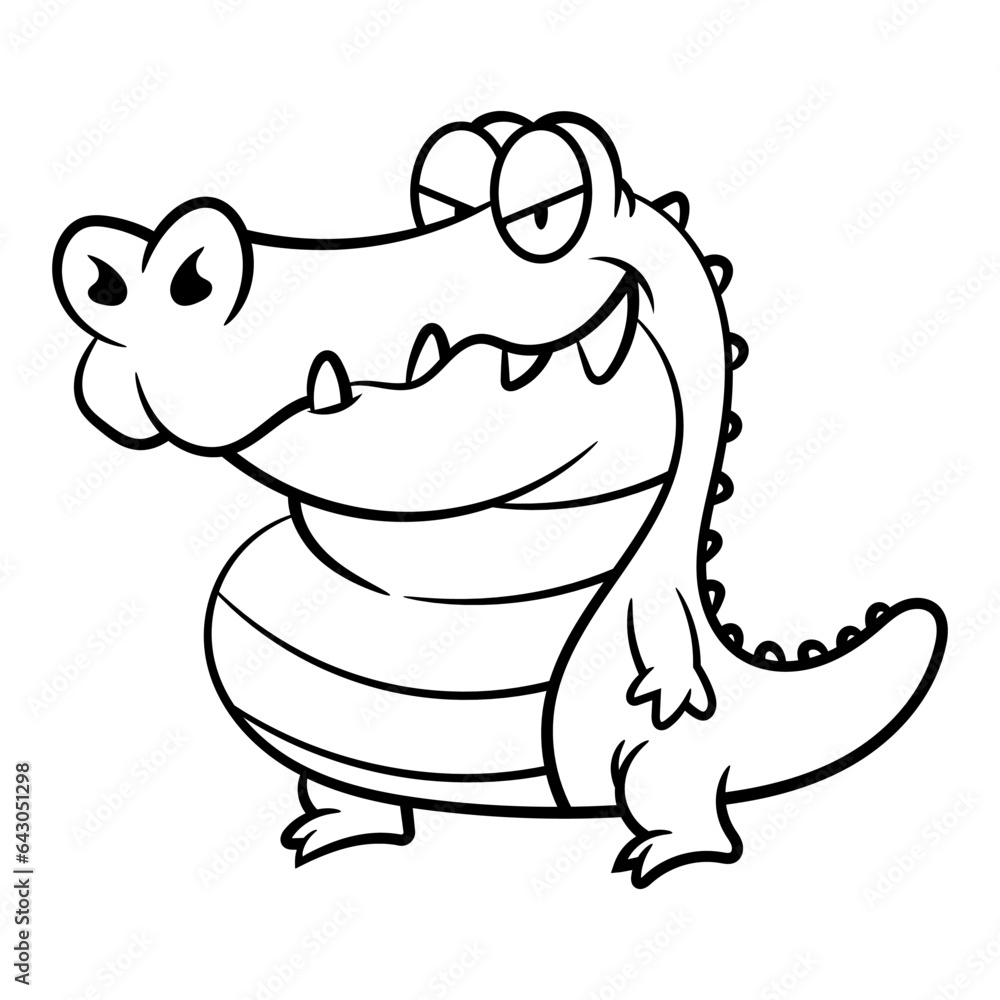 Cartoon illustration of Big Fat Alligator standing and greeting. Best ...