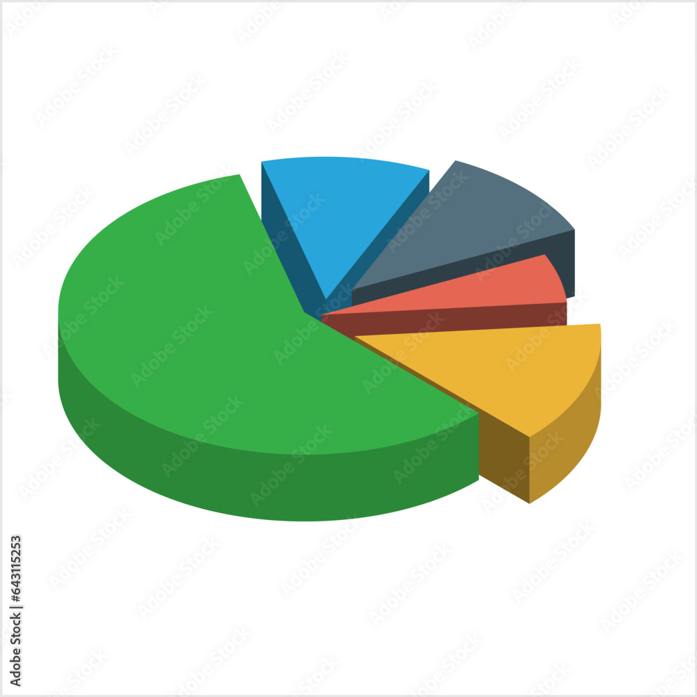 Pie Chart 3d Icon Design Stock Vector | Adobe Stock