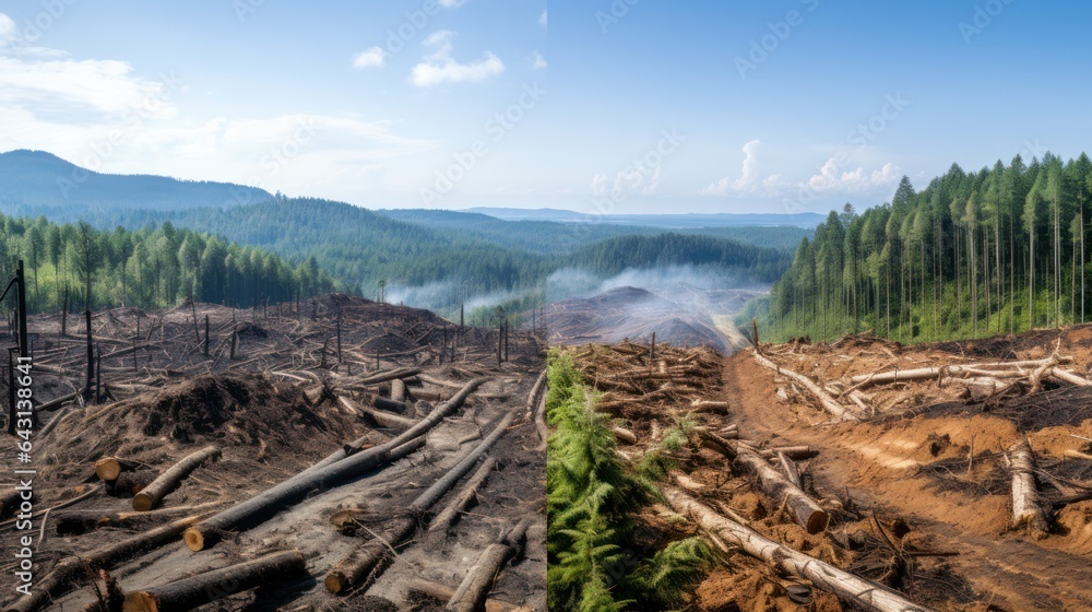 Depict the devastating impact of deforestation on the intricate Amazon ...