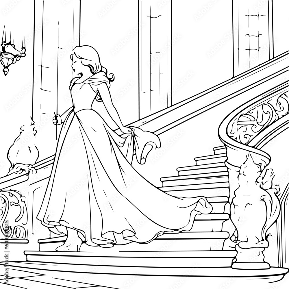 Princess coloring page for your design. Coloring book for preschool ...