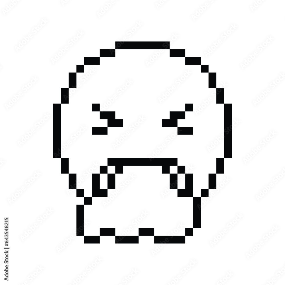 pixel vomiting face icon. vomit emoji sign pixel art icon vector 8 bit ...