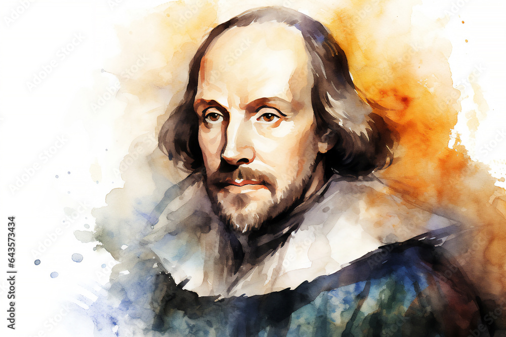 William Shakespeare watercolour painting of the famous English ...