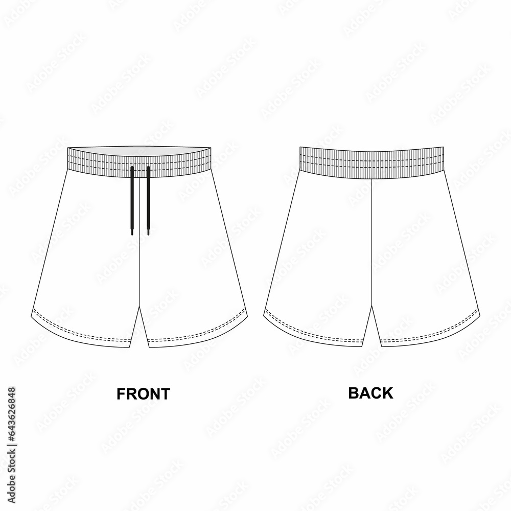 Technical sketch of short shorts isolate on a white background. Sketch ...