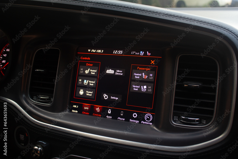 Multimedia system Interior detail muscle car Dodge Charger Scat Pack ...
