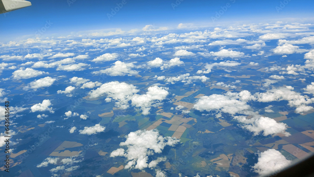 Beautiful view from above to the ground from the window of an airplane ...