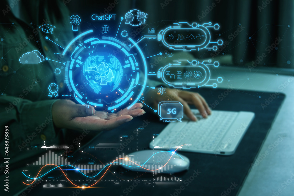 Chatbot powered by AI and artificial intelligence. Fusion of human ...