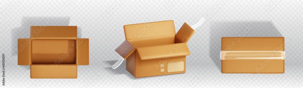 Cardboard boxes for delivery or storage of products - 3d render vector ...