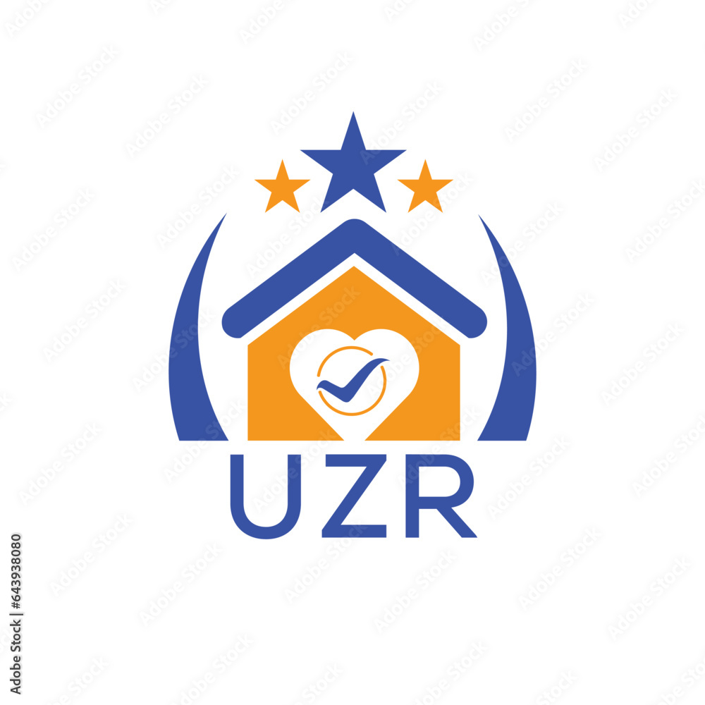 Image vectorielle Stock UZR House logo Letter logo and star icon. Blue vector image on white ...